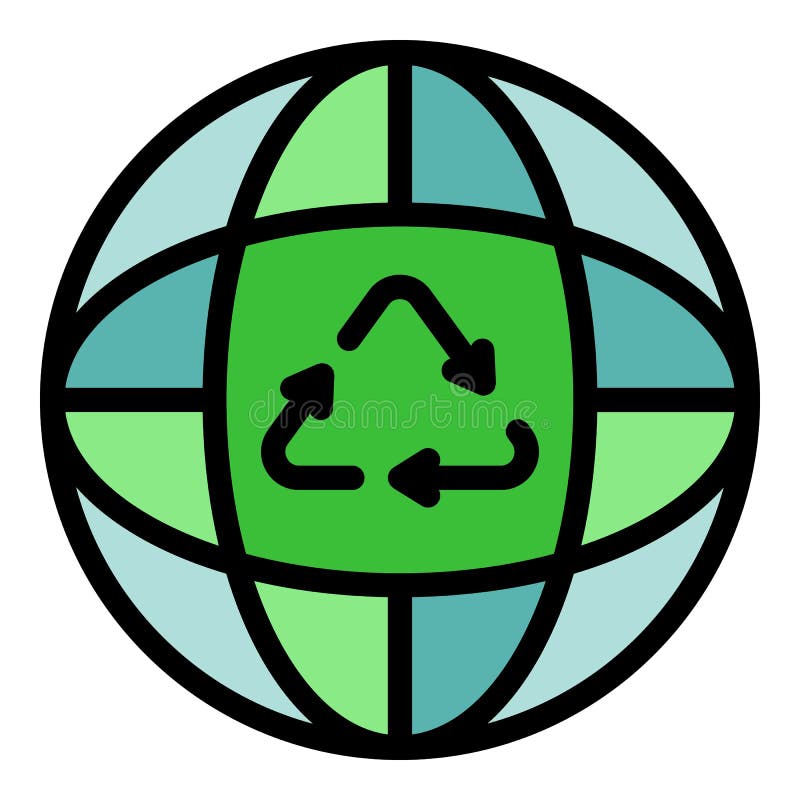Recycling Triangle Globe Icon Color Outline Vector Stock Vector ...