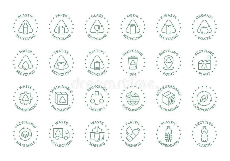 Recycling Vector Icon Logo Badge Collection Stock Vector - Illustration ...