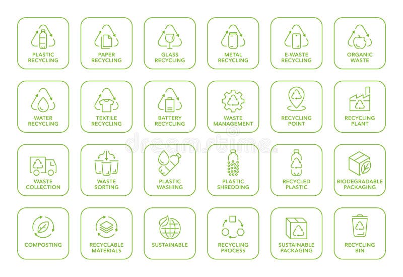 Recycling Vector Icon Logo Badge Collection Stock Vector - Illustration ...
