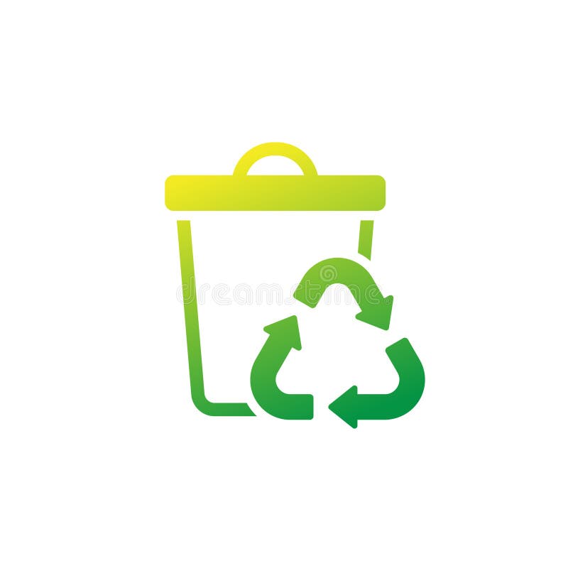Recycling Waste Icon with a Trash Bin Stock Vector - Illustration of ...