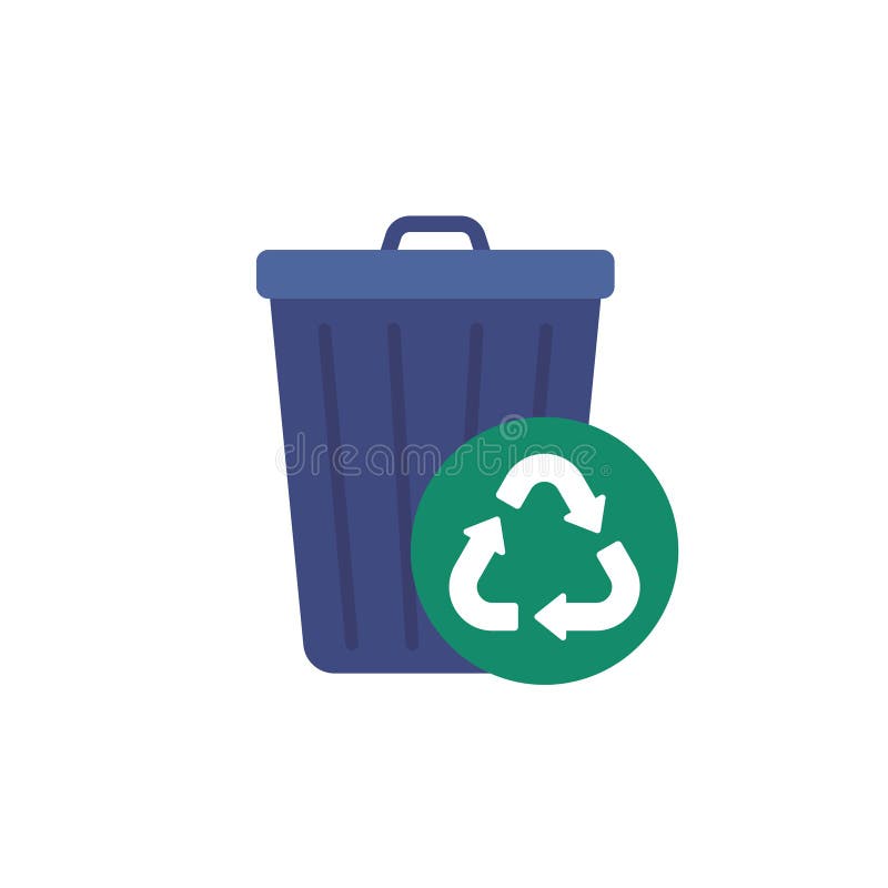 Recycling Waste Icon with a Trash Bin, Flat Vector Stock Vector ...