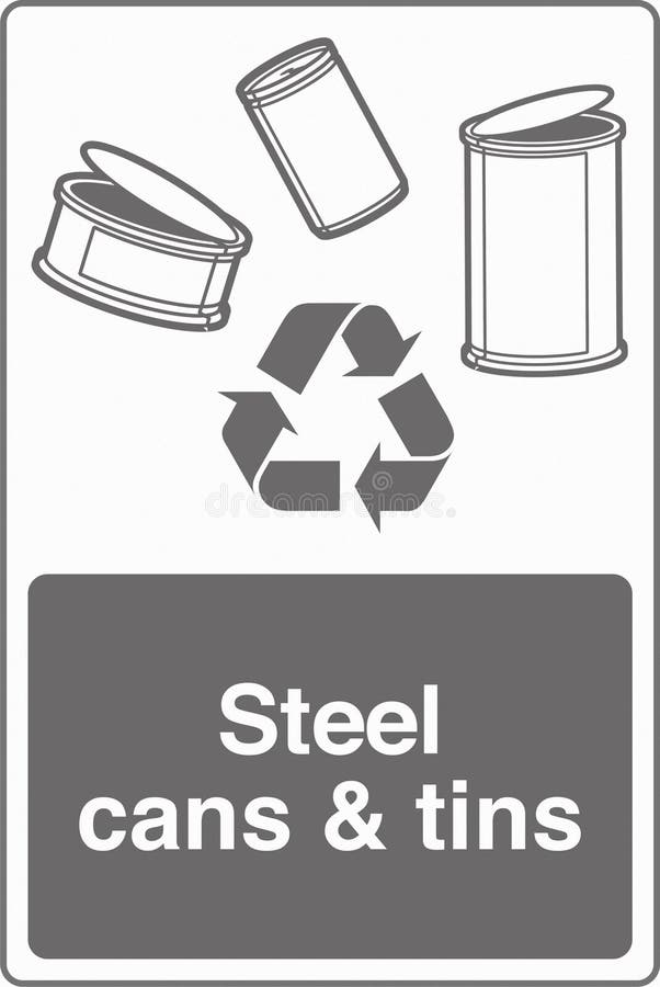 Recycling Waste Management Trash Bin Label Sticker Sign Steel Stock ...