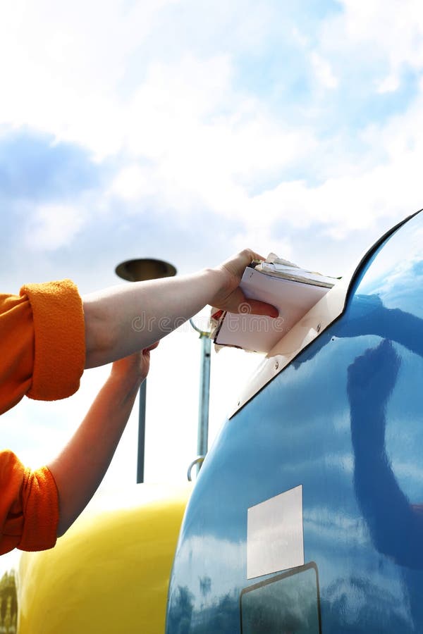 Recycing, Segregation of Garbage into a Container Stock Photo - Image ...