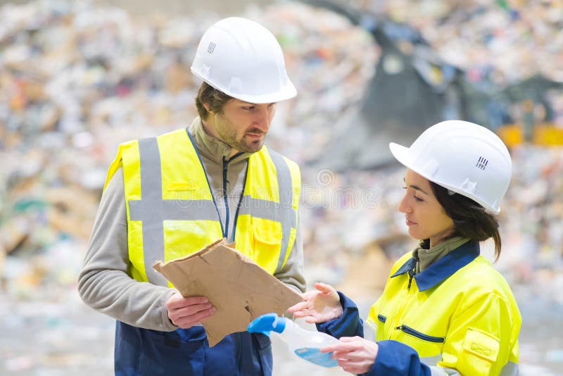 Recycling Workers Researching on Landfill Stock Image - Image of messy ...