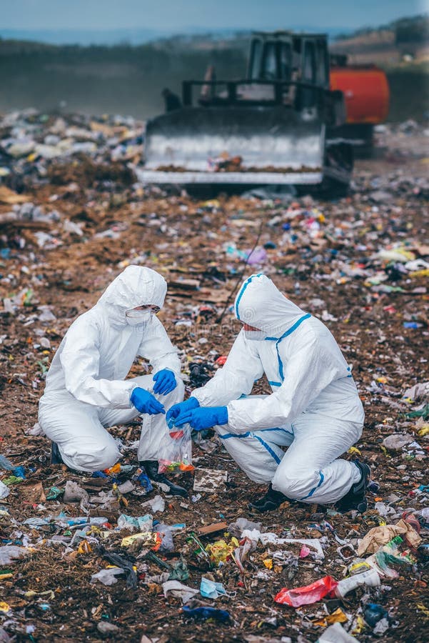 Recycling Workers Researching on the Landfill Stock Photo - Image of ...