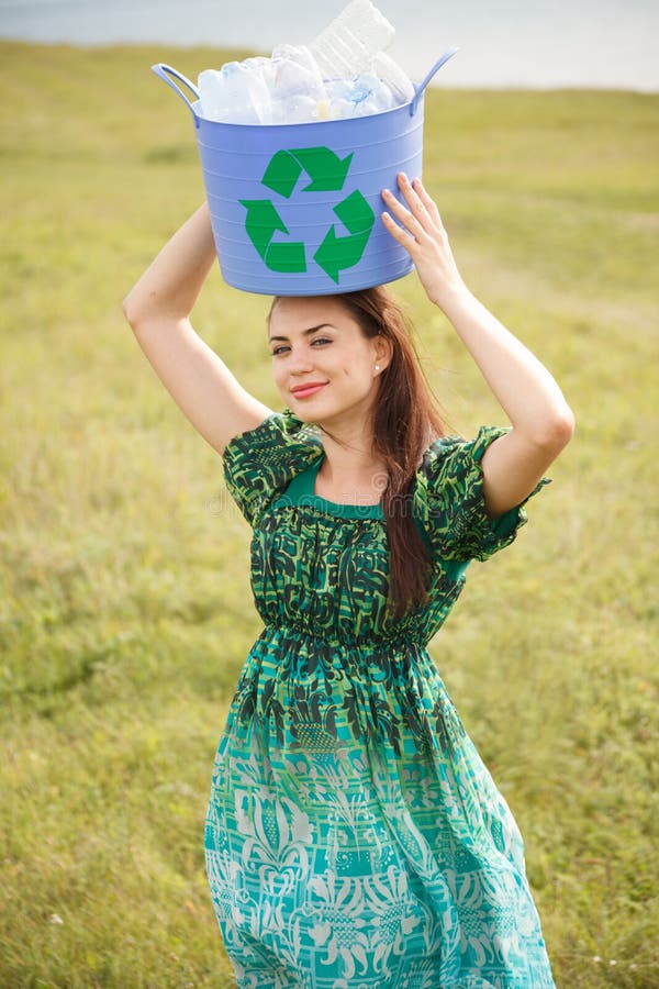 Recycling stock image. Image of looking, standing, woman - 59585285