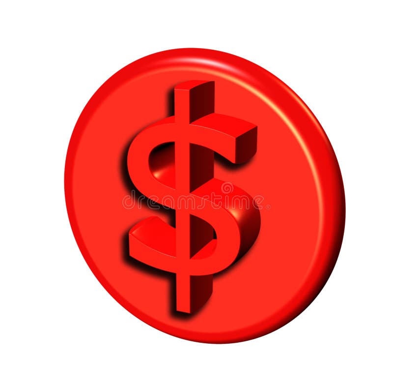 Red 3d dollar button stock illustration. Illustration of isolated - 6499402