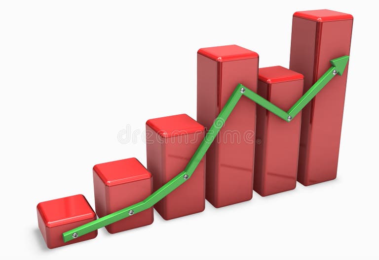 Red 3d Graph with Green Arrow Stock Illustration - Illustration of copy ...