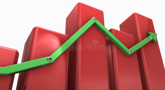 Red 3d Graph with Green Arrow Stock Illustration - Illustration of ...