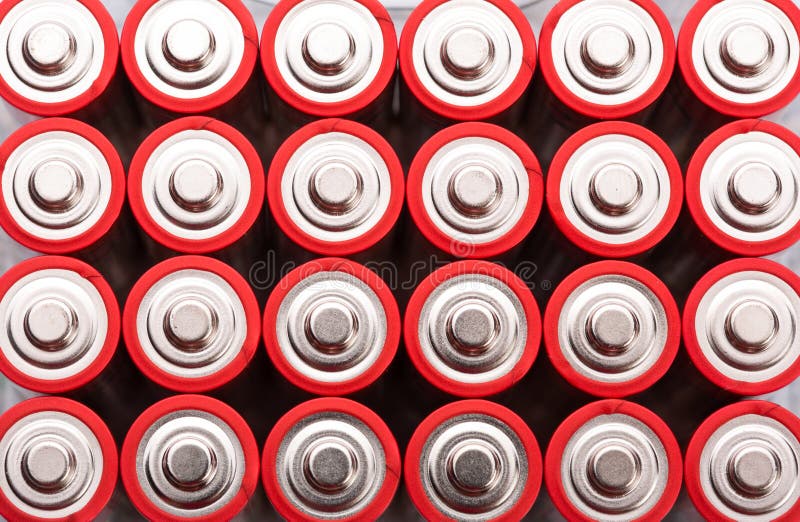 Red AA batteries stock image. Image of generation, contemporary - 31525663