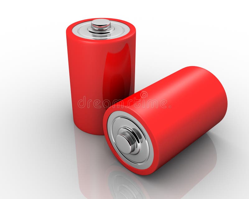 Red AA batteries in a row stock illustration. Illustration of fixture ...