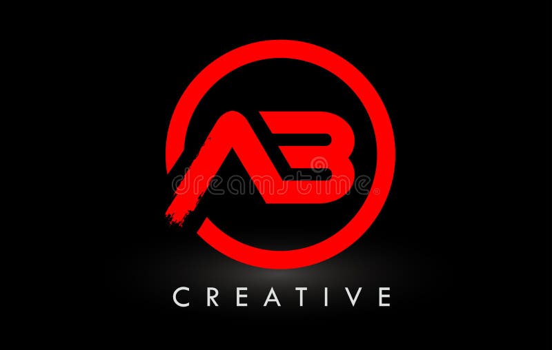 Red AB Brush Letter Logo Design. Creative Brushed Letters Icon Logo ...