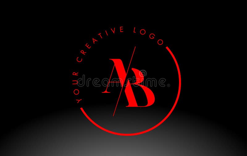 Red AB Serif Letter Logo Design with Creative Intersected Cut Stock ...