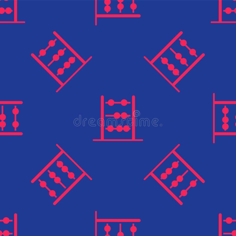 Red Abacus Icon Isolated Seamless Pattern on Blue Background ...
