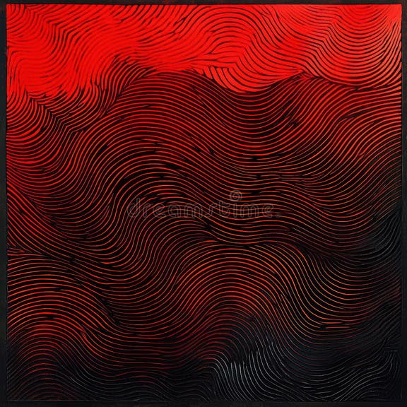 A Red Abstract Artwork with Water Wave-like Textures, Featuring Depth ...