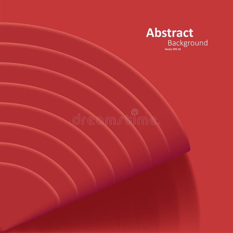 Red Abstract Background with 3d Striped Circle Fold Stock Vector ...