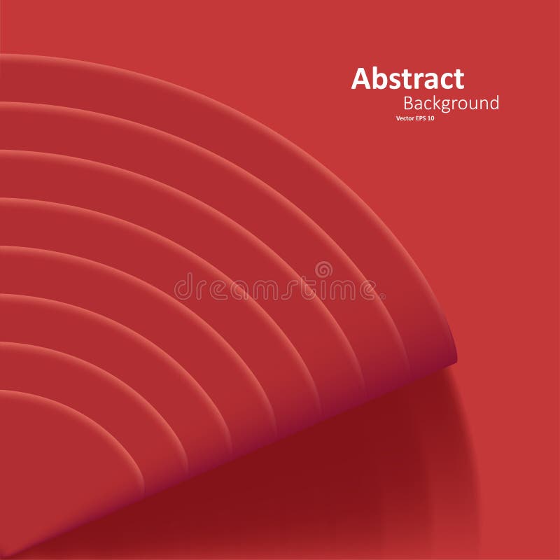 Red Abstract Background with 3d Striped Circle Fold Stock Vector ...
