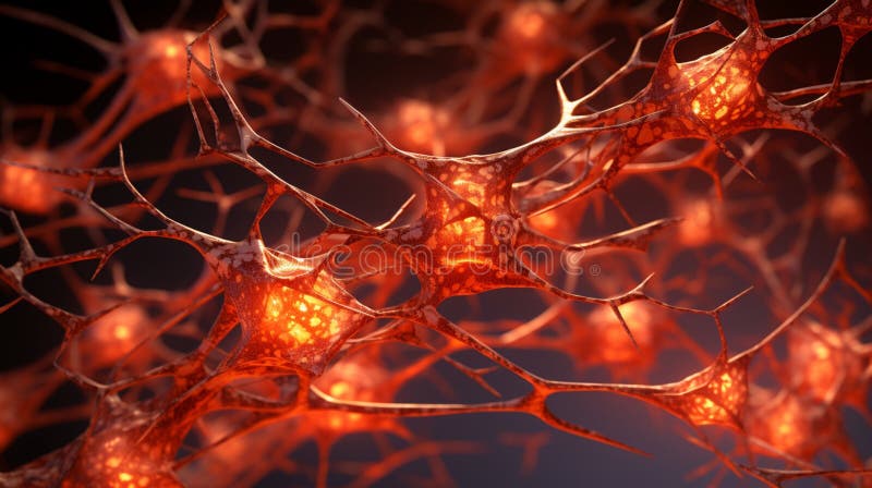 A Red and Abstract Background Featuring Microscopic Neurons - AI Art ...