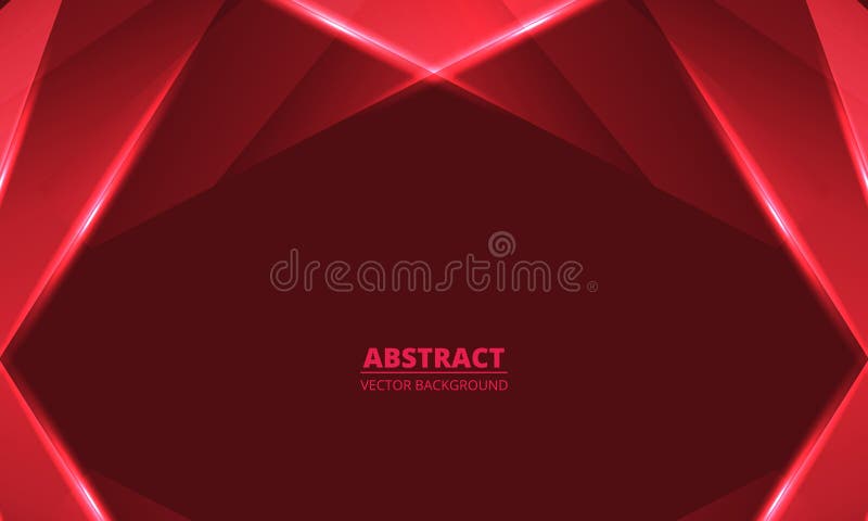 Red Abstract Background with Geometric Glowing Frame. Stock Vector ...