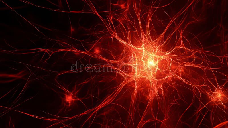 Red Abstract Background with Neural Network, Digital Connections, and ...