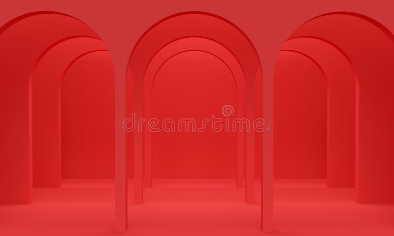 Geometric Light Abstract Background with Golden Arch and Platform. 3d ...