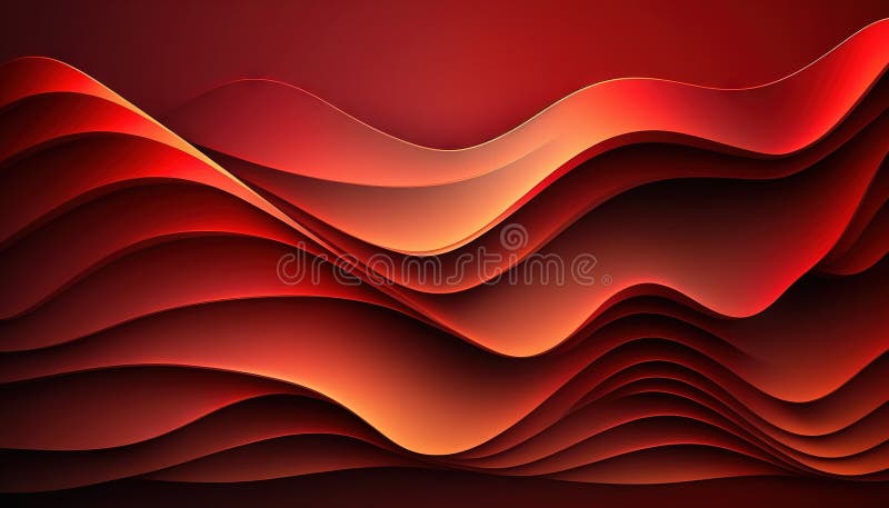A Red Abstract Background with Wavy Lines and Curves in the Shape of ...