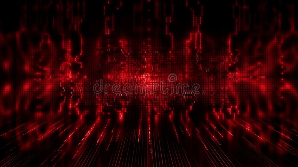 Red Abstract Binary Code Elements on a Dark Screen Generative AI Stock ...