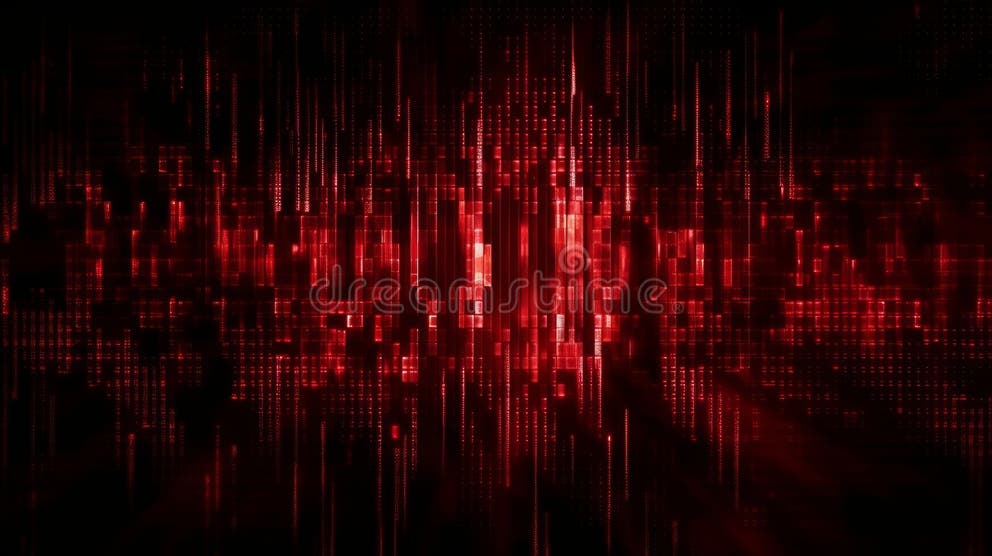Red Abstract Binary Code Elements on Screen Generative AI Stock ...