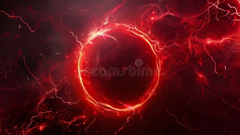 Red Abstract Circle Plasma Lightning Particle Effect Stock Illustration ...