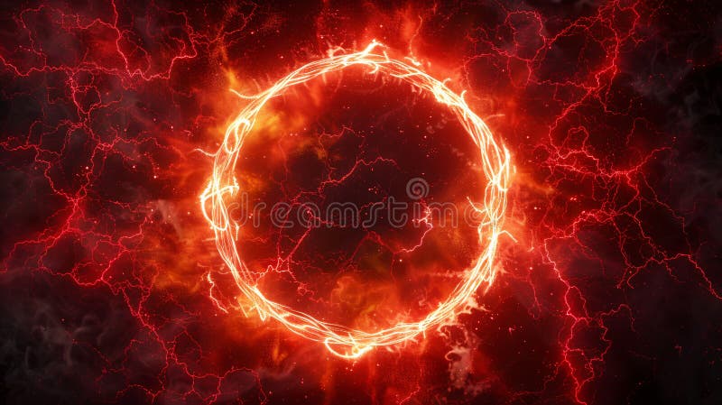 Red Abstract Circle Plasma Lightning Particle Effect Stock Illustration ...