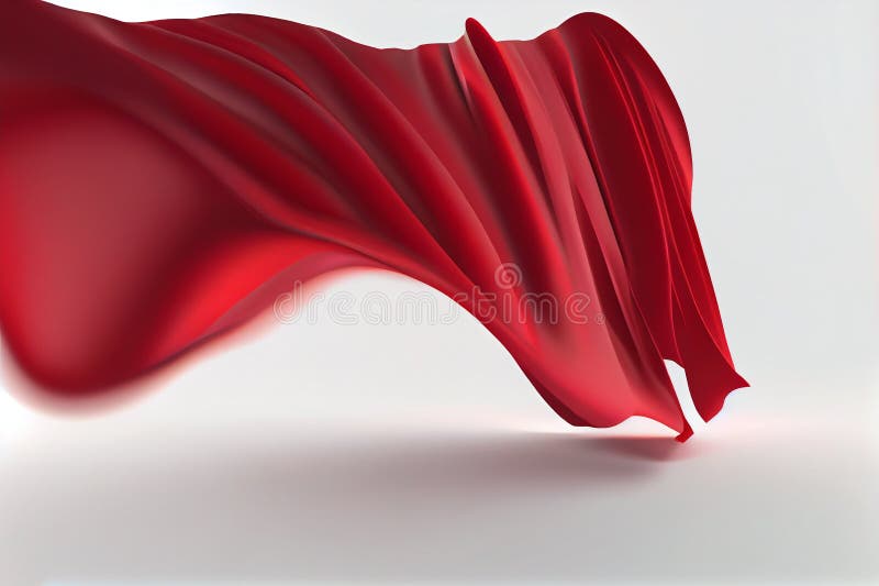 Red Abstract Fabric in Motion on White Background. Stock Illustration ...