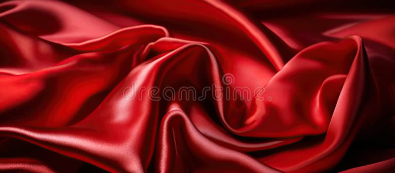 Red Abstract Fabric Silk Background with Wave Texture of Satin Textile ...