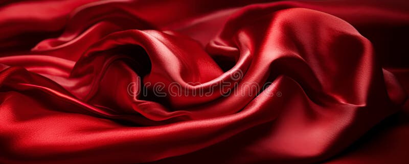 Red Abstract Fabric Silk Background with Wave Texture of Satin Textile ...