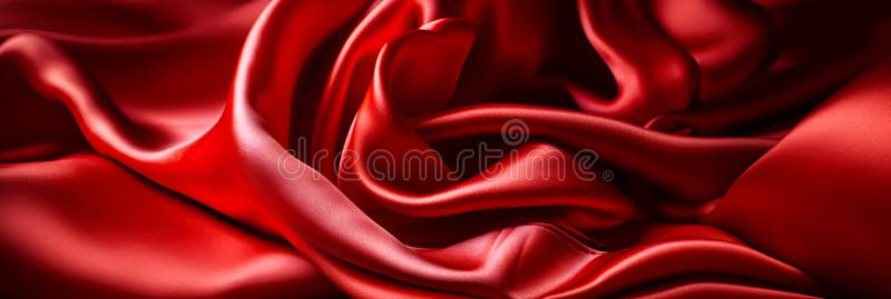 Red Abstract Fabric Silk Background with Wave Texture of Satin Textile ...