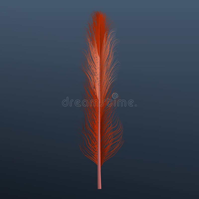 Red Abstract Feather Icon, Realistic Style Stock Vector - Illustration ...