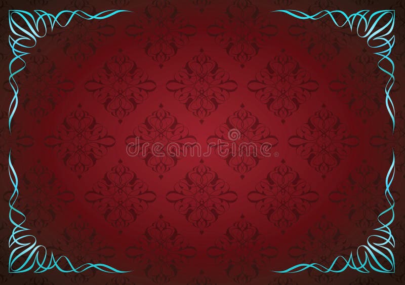 Red Abstract Floral Background with Corner Floral Stock Illustration ...