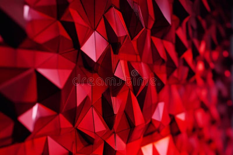 Red Abstract Geometric Cube and Triangle Shape Texture Background.Wide ...