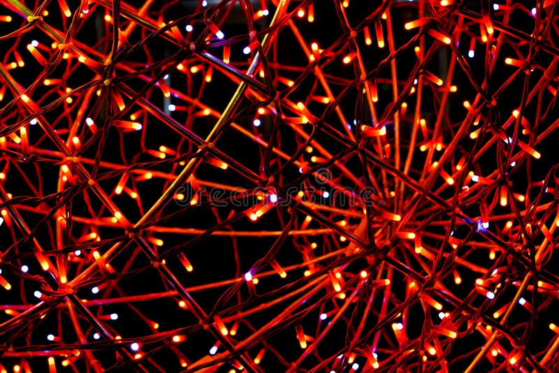 Red Abstract Glowing Lights and Wire Network on a Black Background ...