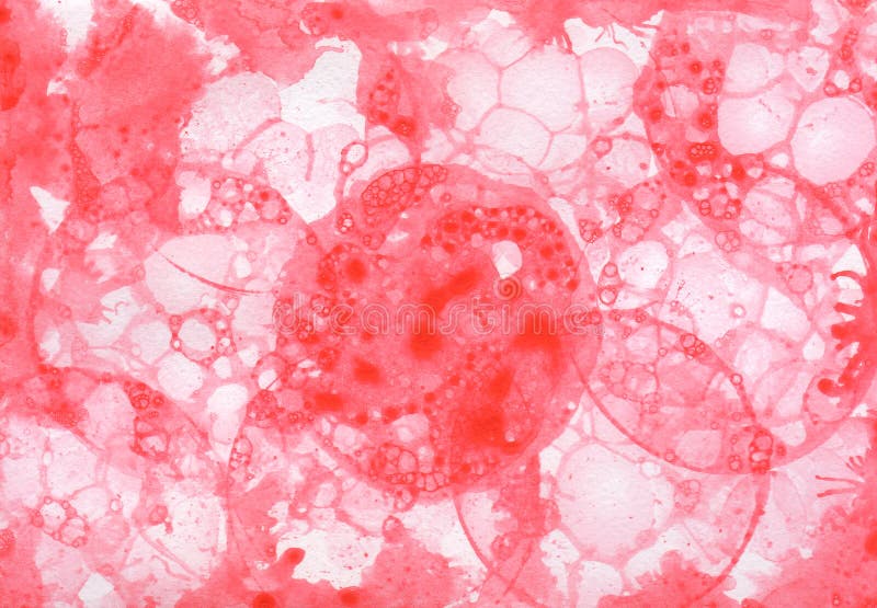 Red Abstract Hand Painted Background with Bubbles Stock Illustration ...