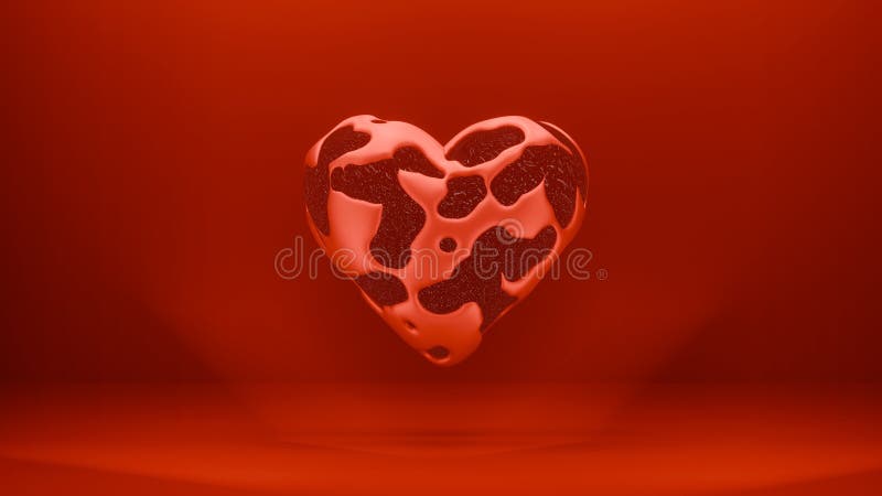 Red Abstract Heart Isolated on a Red Background. 3D Rendering ...