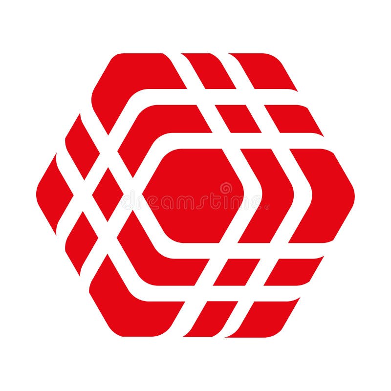 Red Abstract Hexagonal Logo Design with Dynamic Stripes Stock ...
