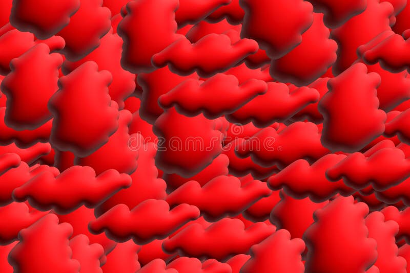 Red Abstract Inflated 3D Objects Seamless Pattern Stock Illustration ...