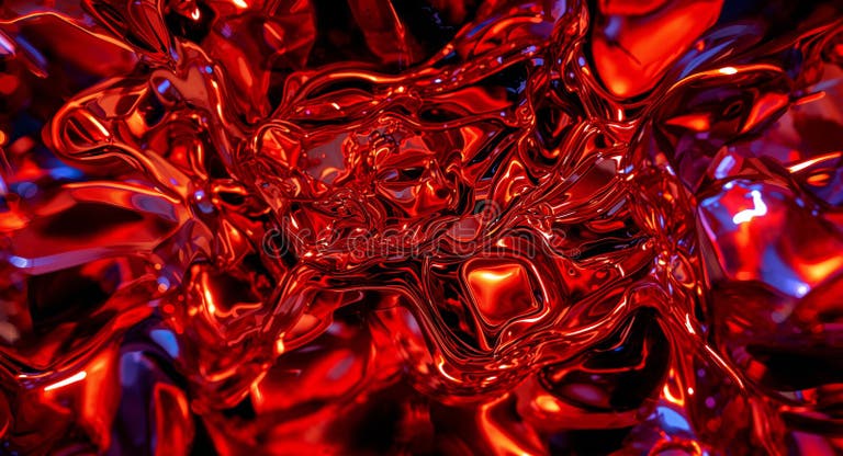 Red Abstract Liquid Metal Waves, Reflecting Blue, for Modern, Dynamic ...