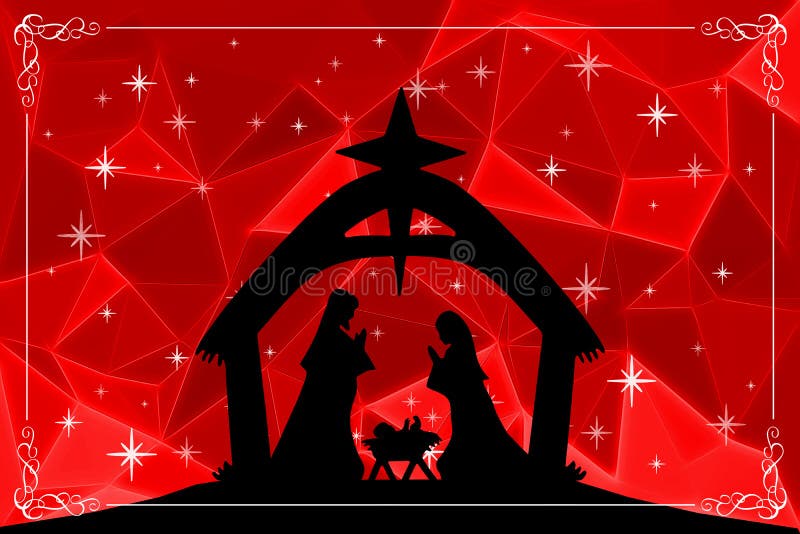 Red Abstract Nativity Scene Background Stock Illustration ...
