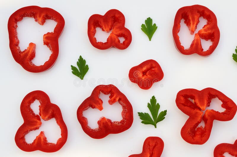 Red Abstract of Pepper Rings Stock Photo - Image of splash, dish: 101583686