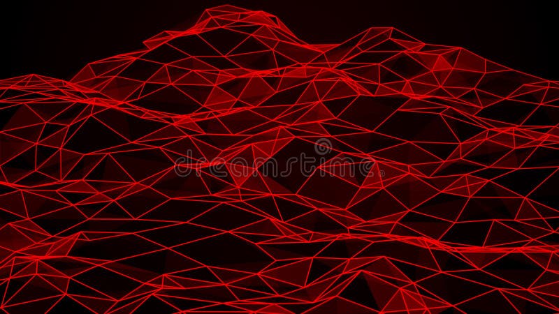Red Abstract Polygonal Space. Connection Dots and Lines Structure ...