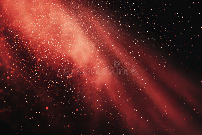 Red Abstract Powder Scattering Explosively on a Black Background Stock ...
