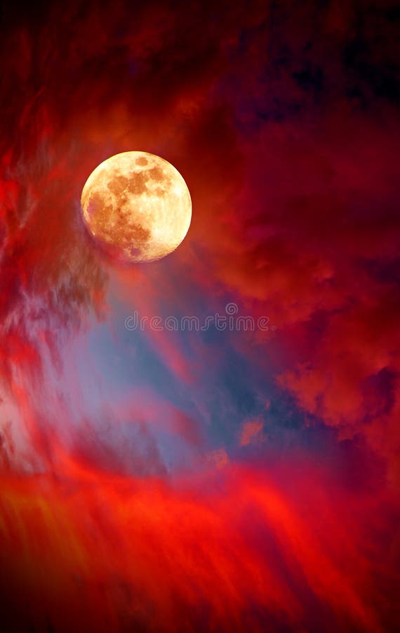 Full Moon and Red Abstract Sky. Abstract Background. Stock Photo ...