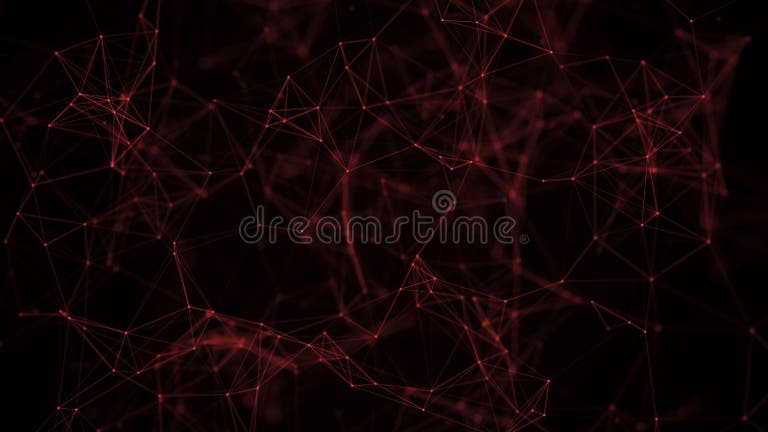 Red Abstract Space with Connecting Dots and Lines. Dark Background. 3D ...