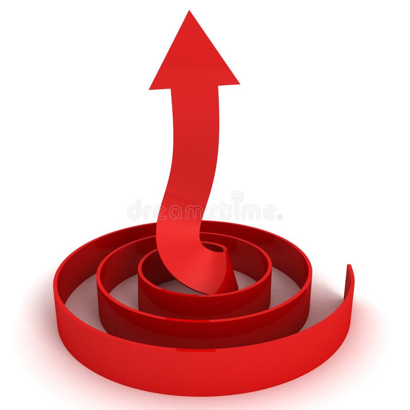 Red Abstract Success Arrow Pointing Up in Spiral Stock Illustration ...